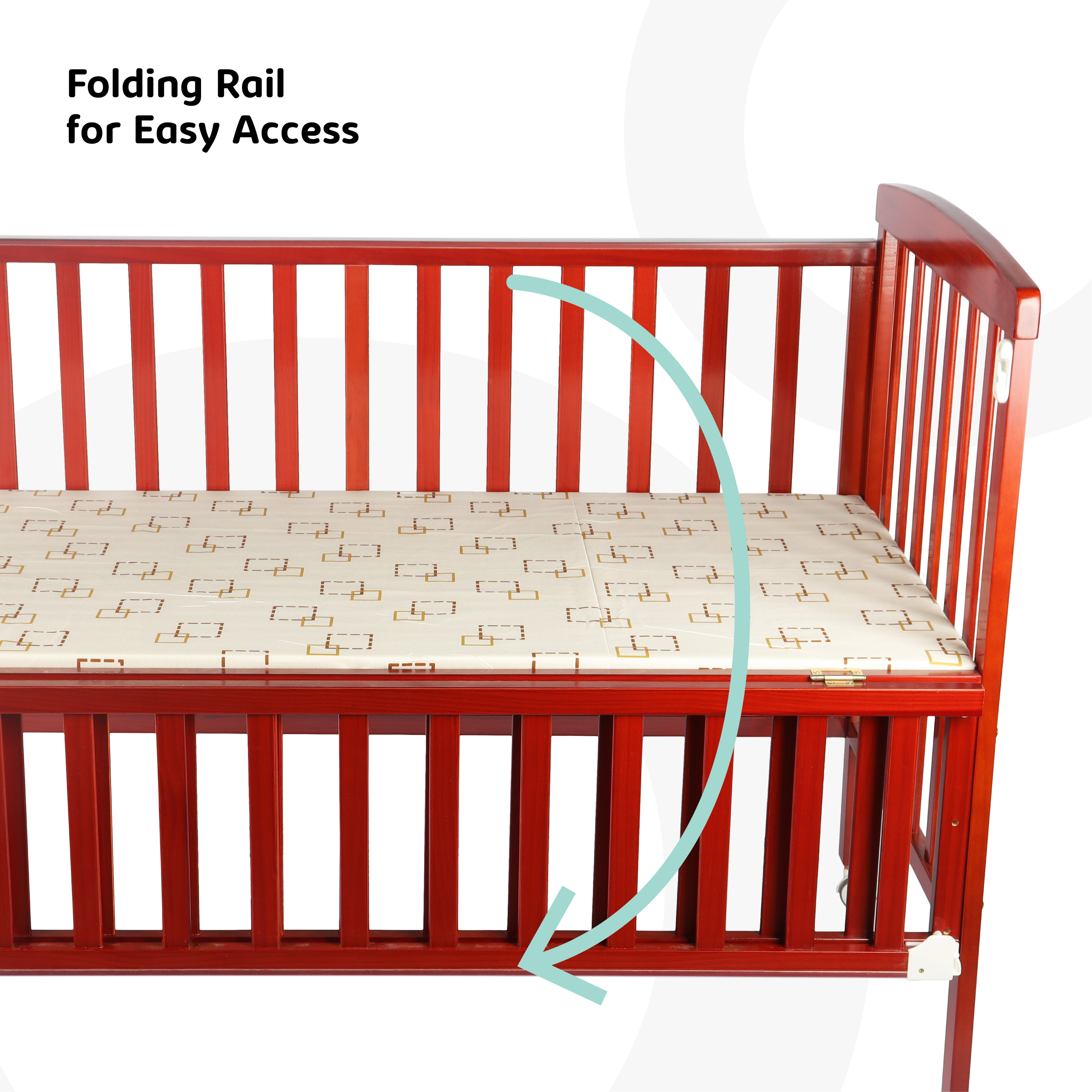Moon Wooden Portable Crib 129x69x96 Cm With 3 Level Height